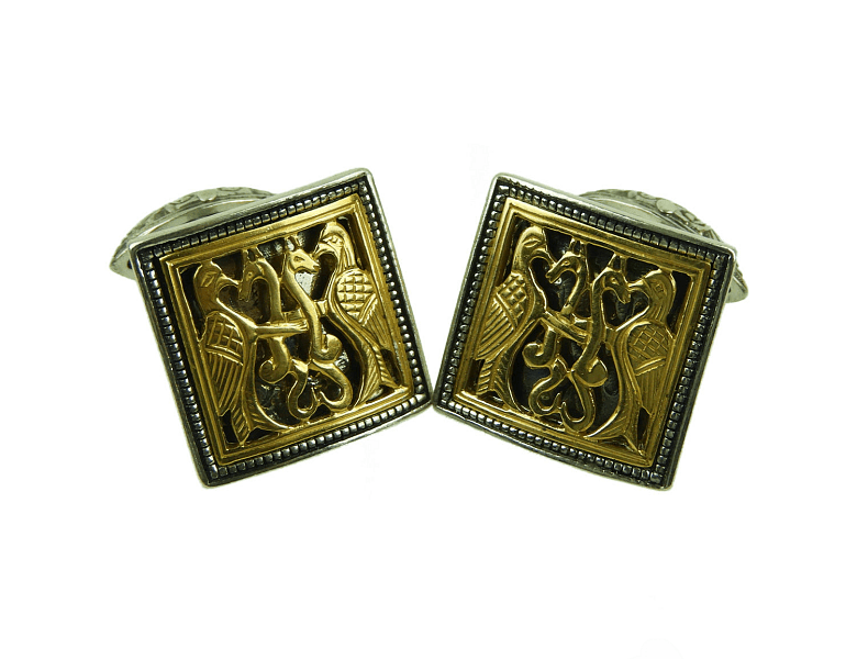 Silver Cufflinks with Gold Plating | Mount Athos | Monastiriaka