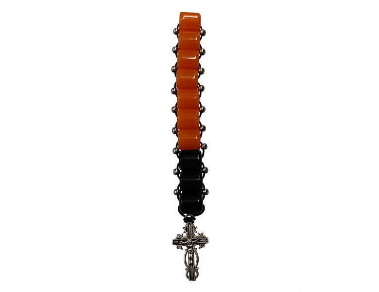 Small Prayer Rope with Black & Orange Beads | Monastiriaka